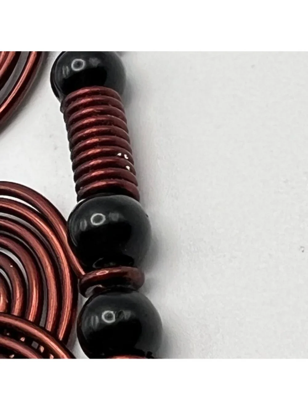 Jewelry | Handmade Statement Necklace Copper Color Wire Spiral Black ...
